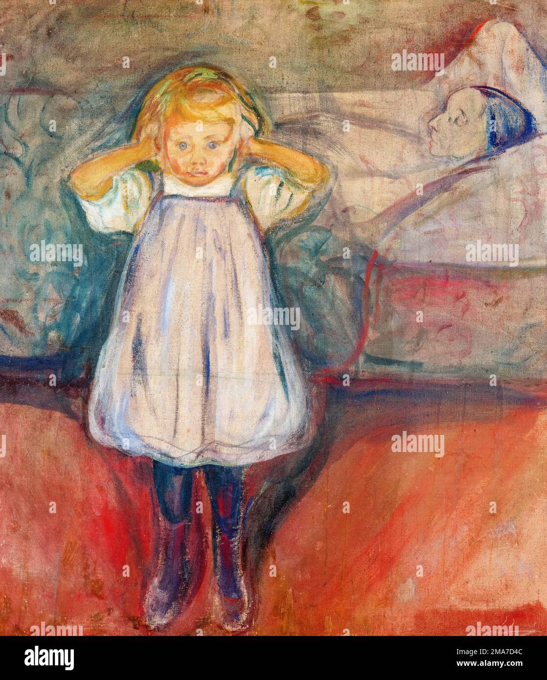 Edvard Munch, The Child and Death, painting in oil on canvas, 1899 ...