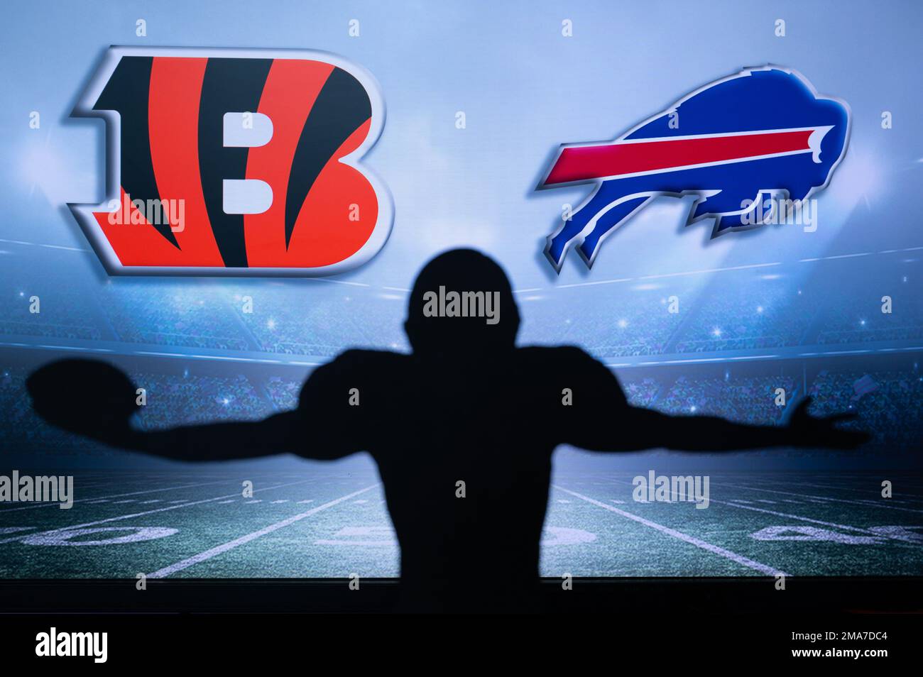 BUFFALO, USA, JANUARY 18, 2023: Cincinnati Bengals vs. Buffalo Bills ...
