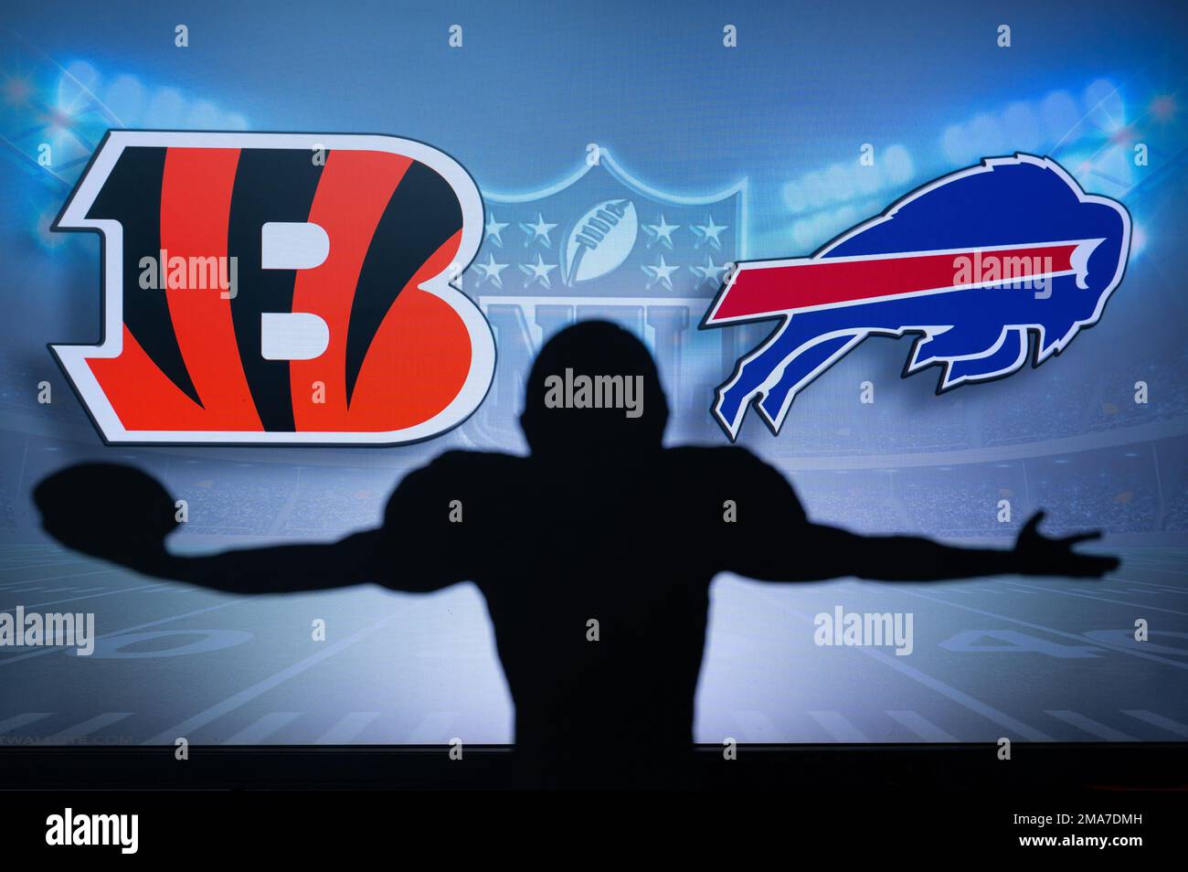 BUFFALO, USA, JANUARY 18, 2023: Cincinnati Bengals vs. Buffalo Bills ...