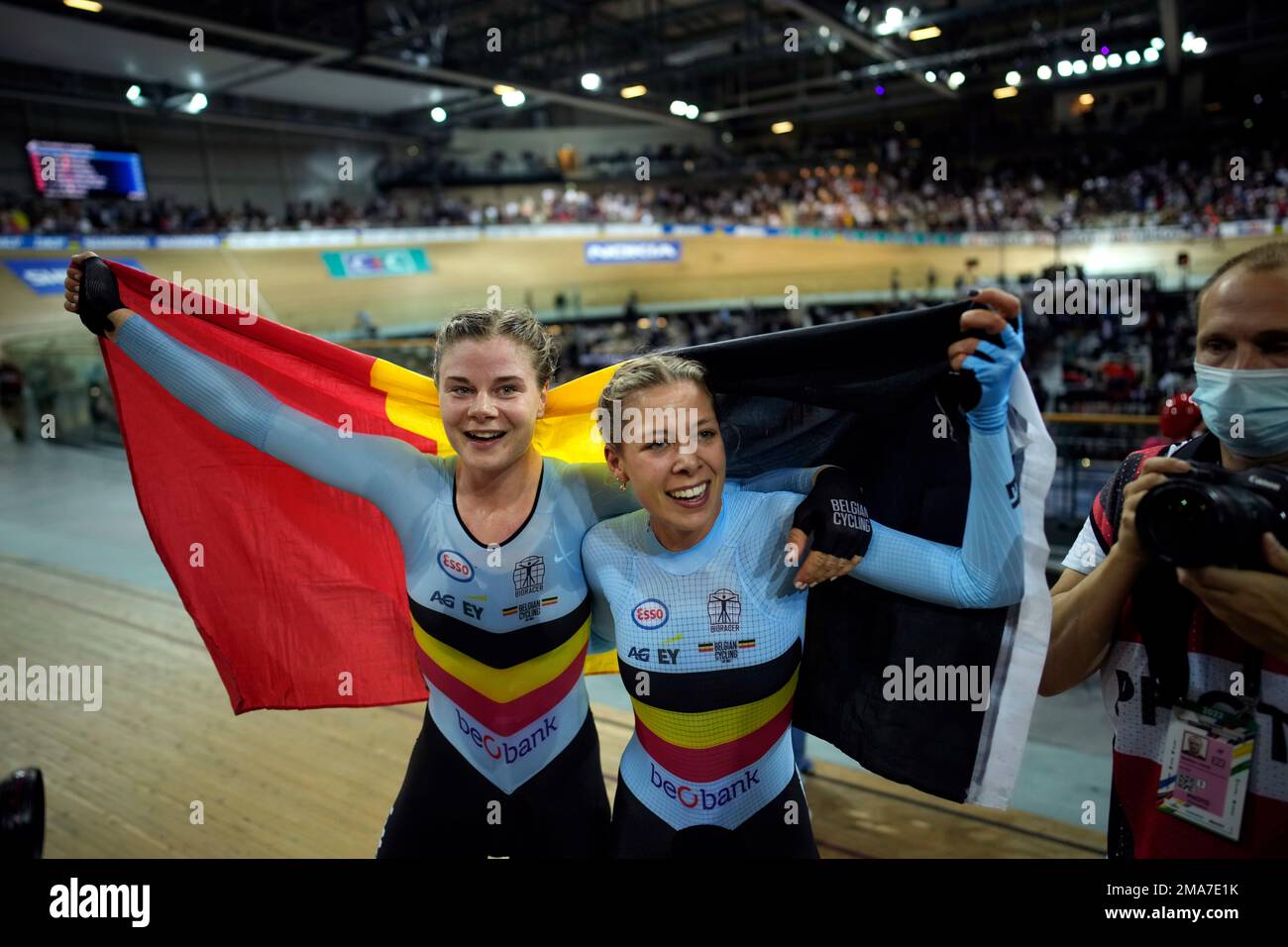 Belgium's Shari Bossuyt, right, and Lotte Kopecki celebrates after ...