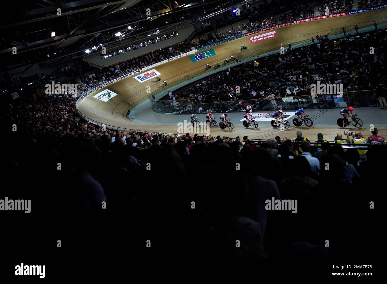 Riders compete during the Women's Madison race, at the National ...