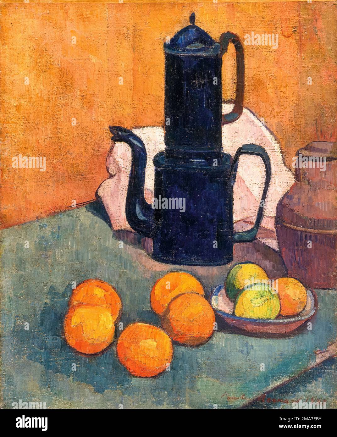 Emile Bernard, The Blue Coffee Pot, still life painting in oil on ...