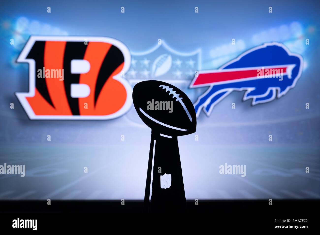 BUFFALO, USA, JANUARY 18, 2023: Cincinnati Bengals vs. Buffalo Bills ...