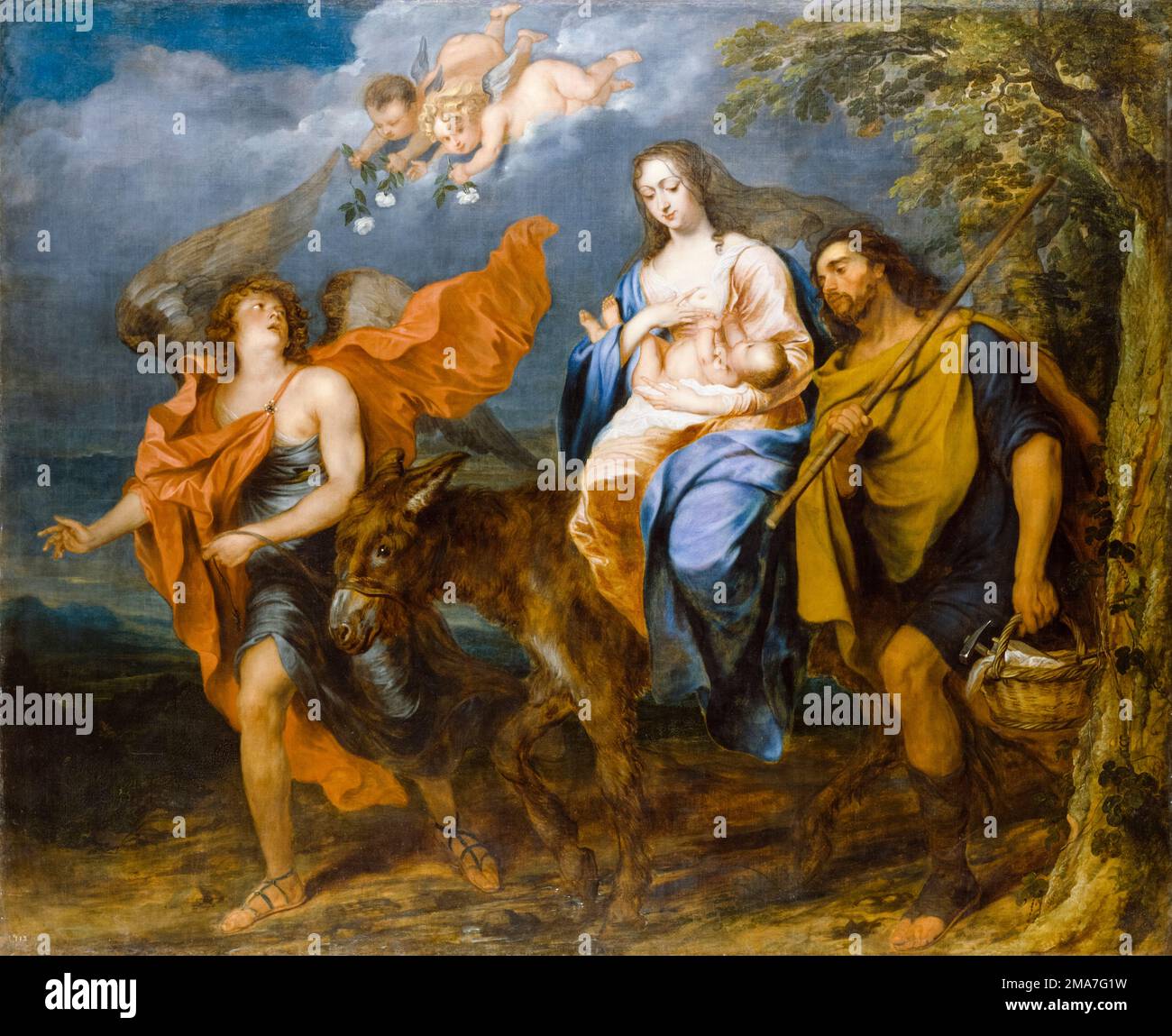 Thomas Willeboirts Bosschaert, The Flight into Egypt, painting in oil ...