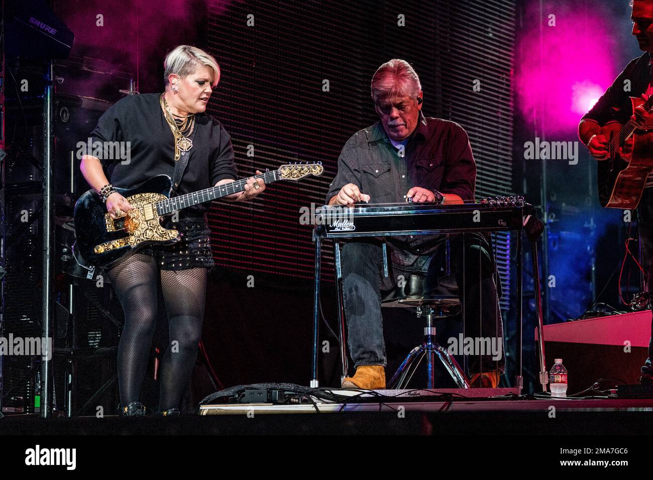 Natalie Maines, left, of The Chicks and her father Lloyd Maines perform ...
