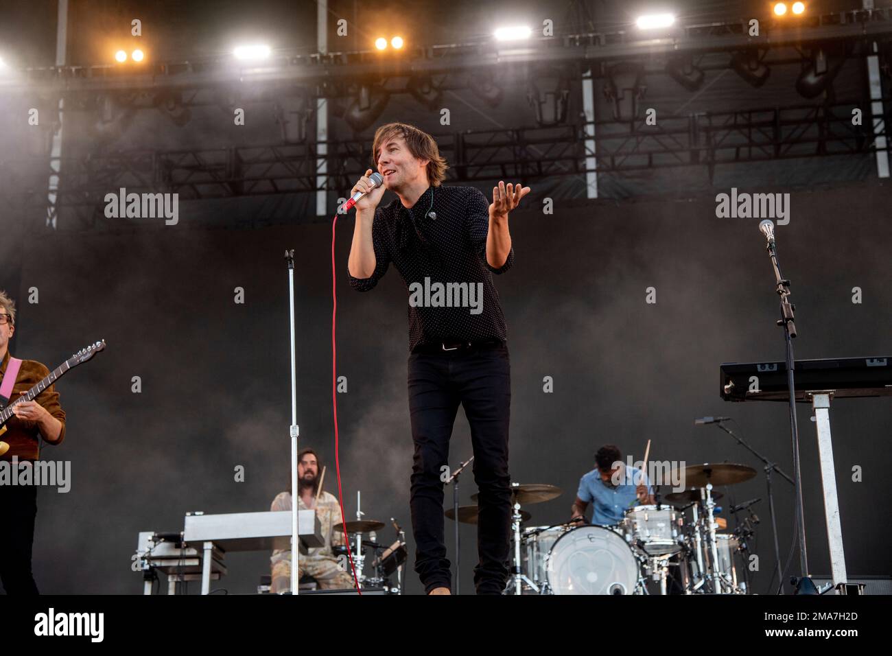 Thomas Mars of Phoenix performs on the second weekend of the Austin ...
