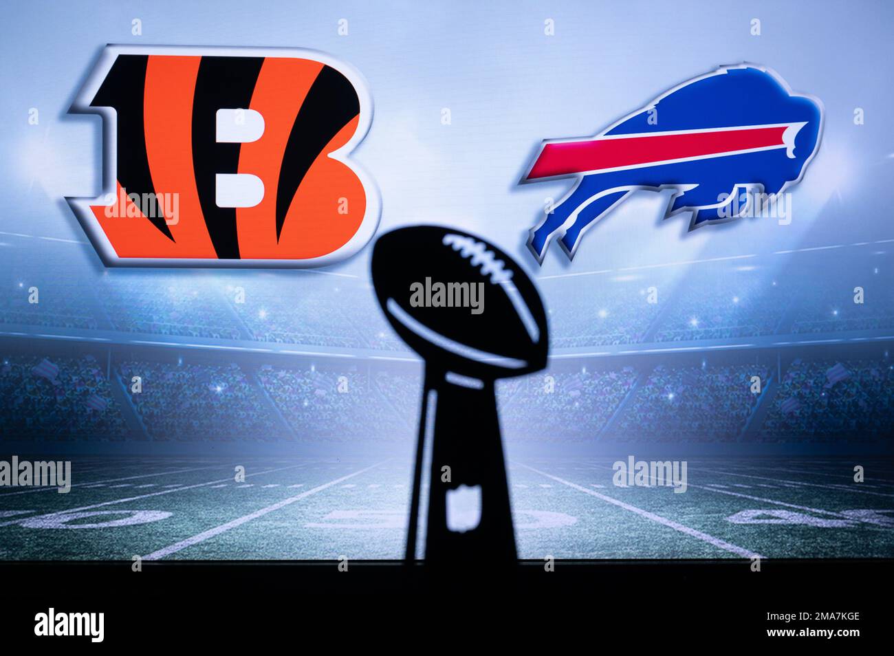 BUFFALO, USA, JANUARY 18, 2023: Cincinnati Bengals vs. Buffalo Bills ...
