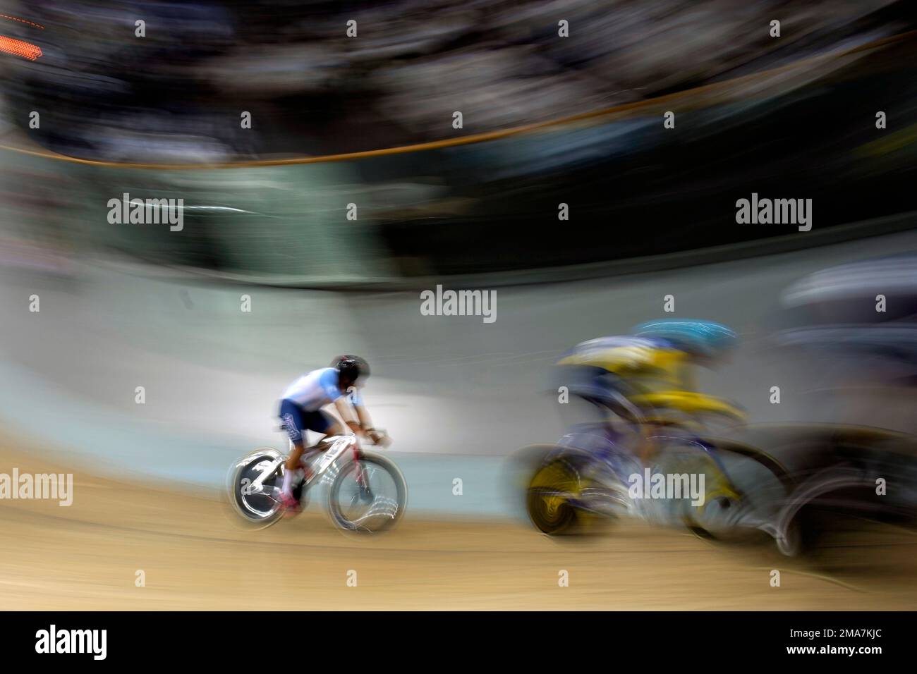 Riders compete in the Men's Point race, at the National Velodrome in ...