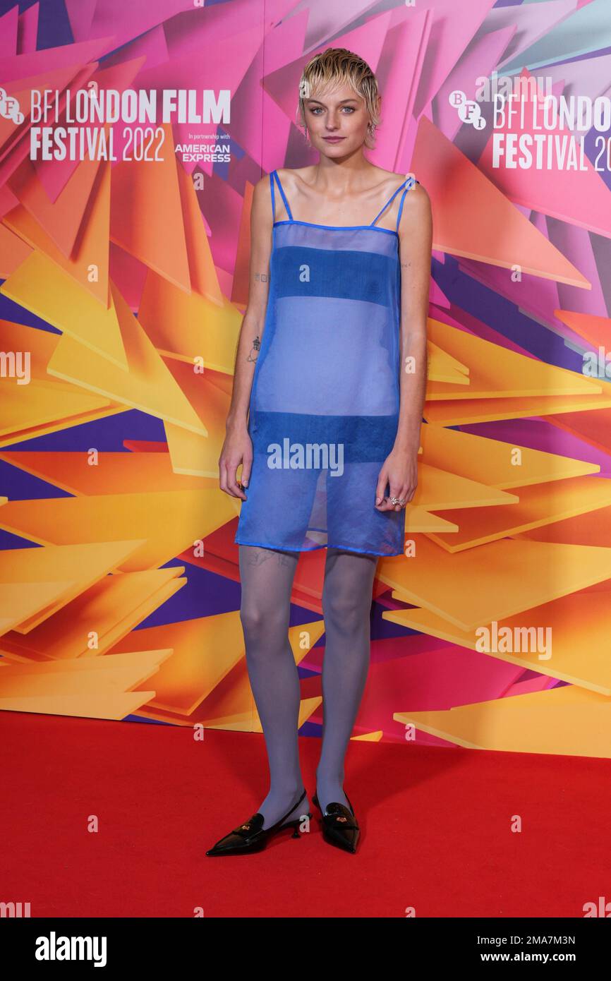 Emma Corrin poses for photographers upon arrival for the premiere of ...