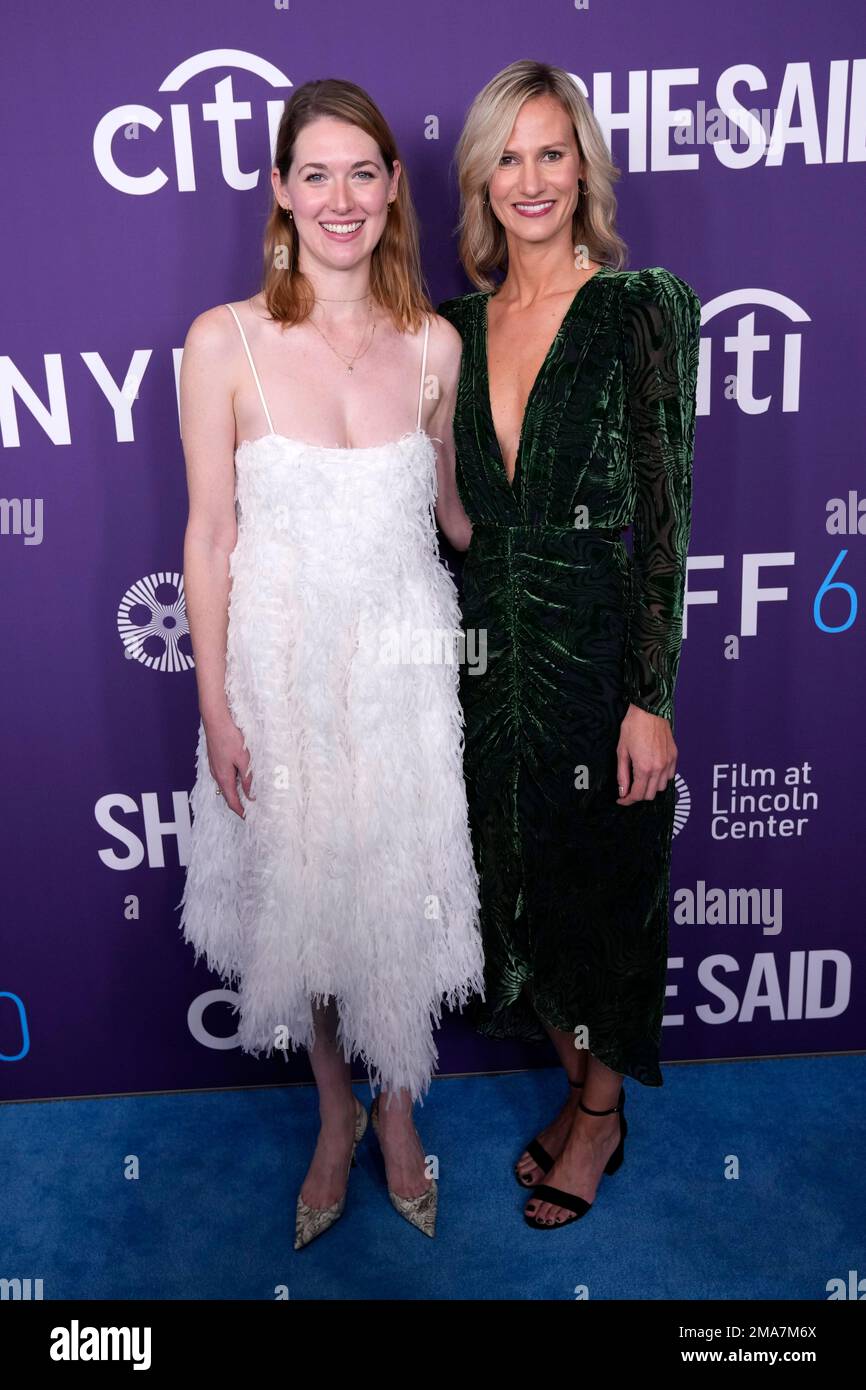 Emma O'Connor and Rachel Crooks attend the premiere of "She Said" at ...
