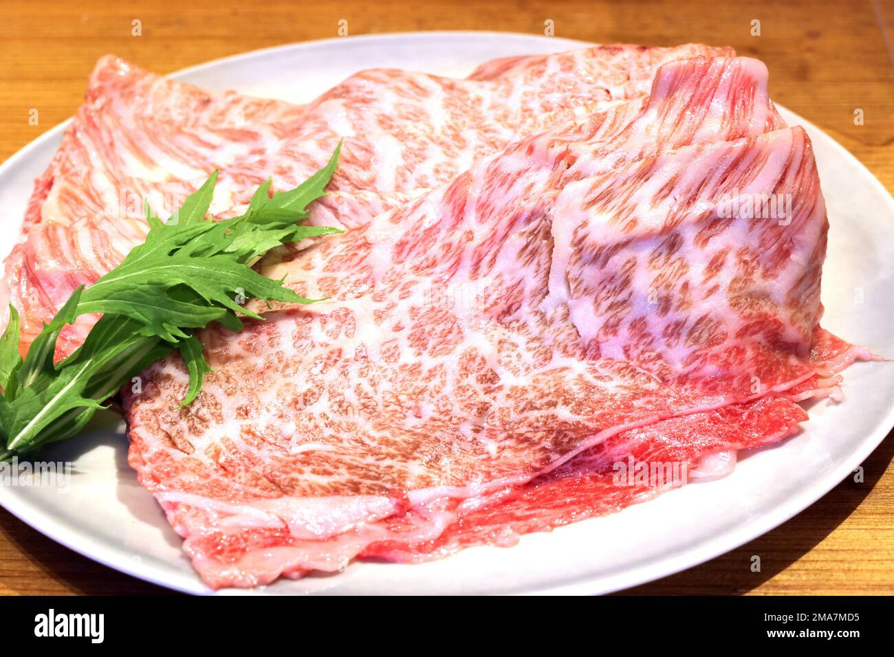 Tokyo, Japan. 19th Jan, 2023. This picture shows sliced "wagyu" beef at ...
