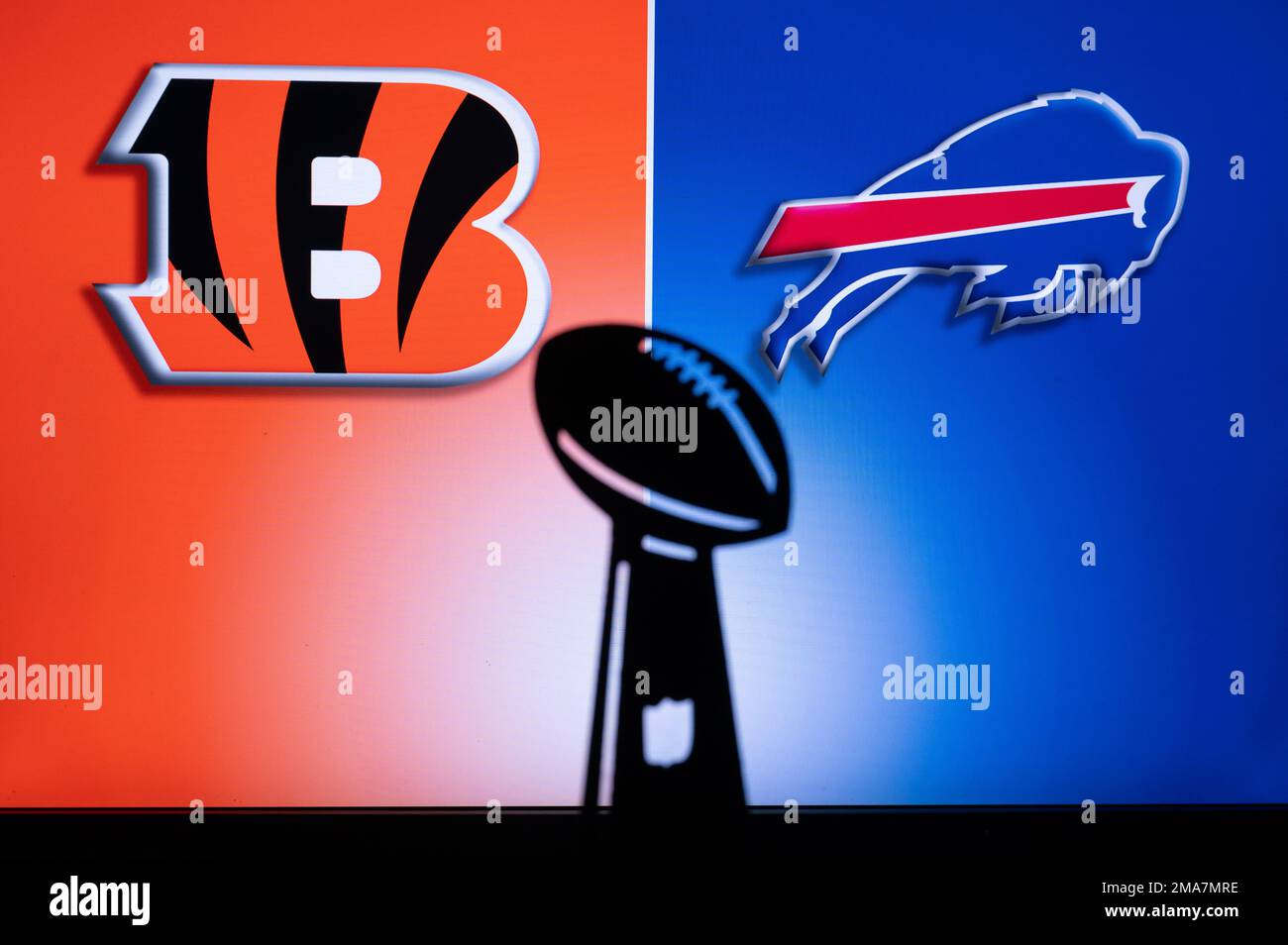 BUFFALO, USA, JANUARY 18, 2023: Cincinnati Bengals vs. Buffalo Bills ...