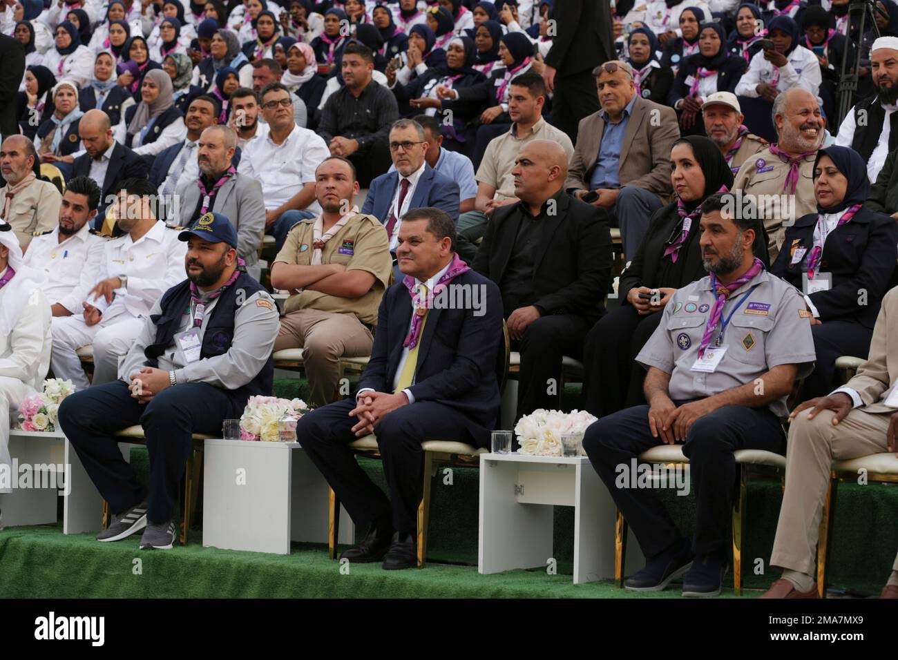 One of Libya’s rival prime ministers Abdul Hamid Dbeibah attends a ...