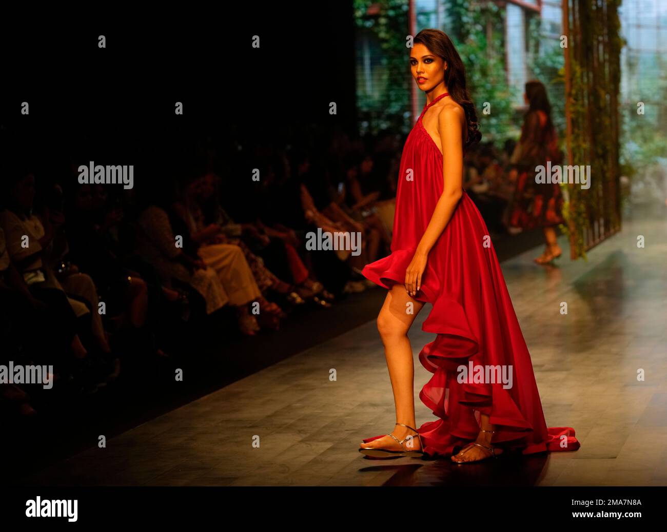 A model displays a creation by designer Gauri and Nainika during FDCI x ...