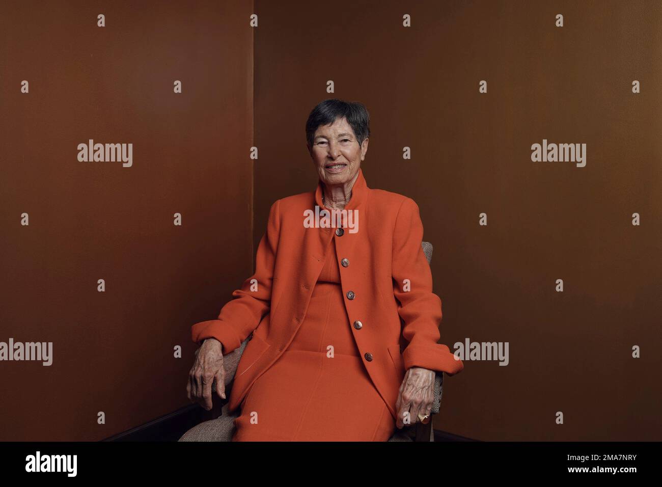 Lyda Hill poses for a picture before the Carnegie Medal of Philanthropy ...
