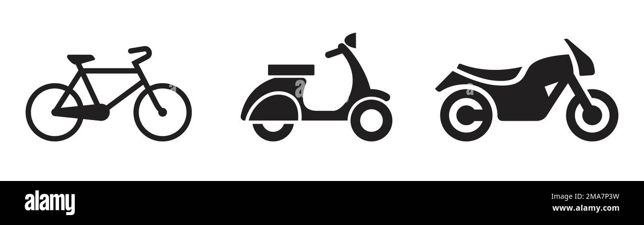 simple scooter moped motorcycle motorbikebike bicycle silhouette set of ...