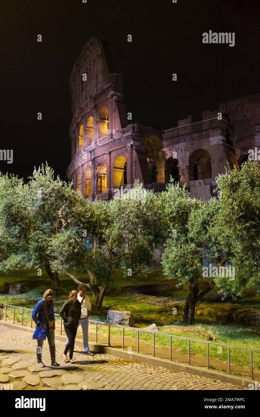 People in the Colosseum ancient amphitheatre and arena in Rome the ...