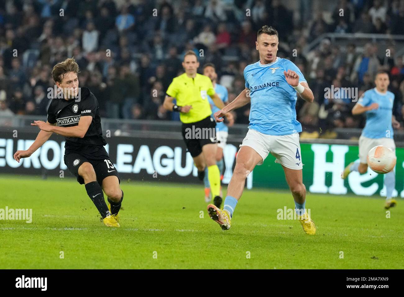 Sturm's William Boving, left, scores his side's first goal during an ...