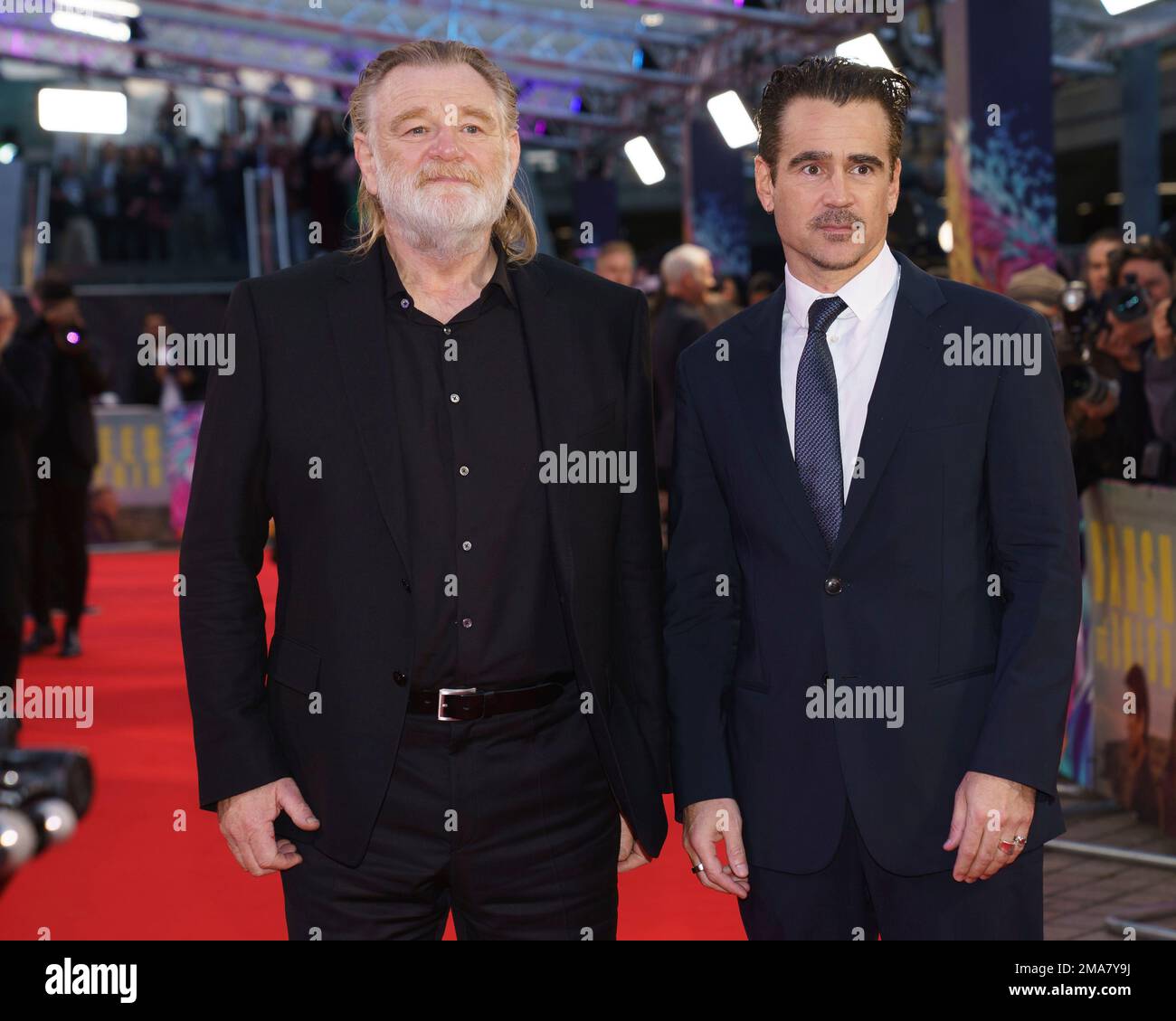 Brendan Gleeson, left, and Colin Farrell pose for photographers upon ...