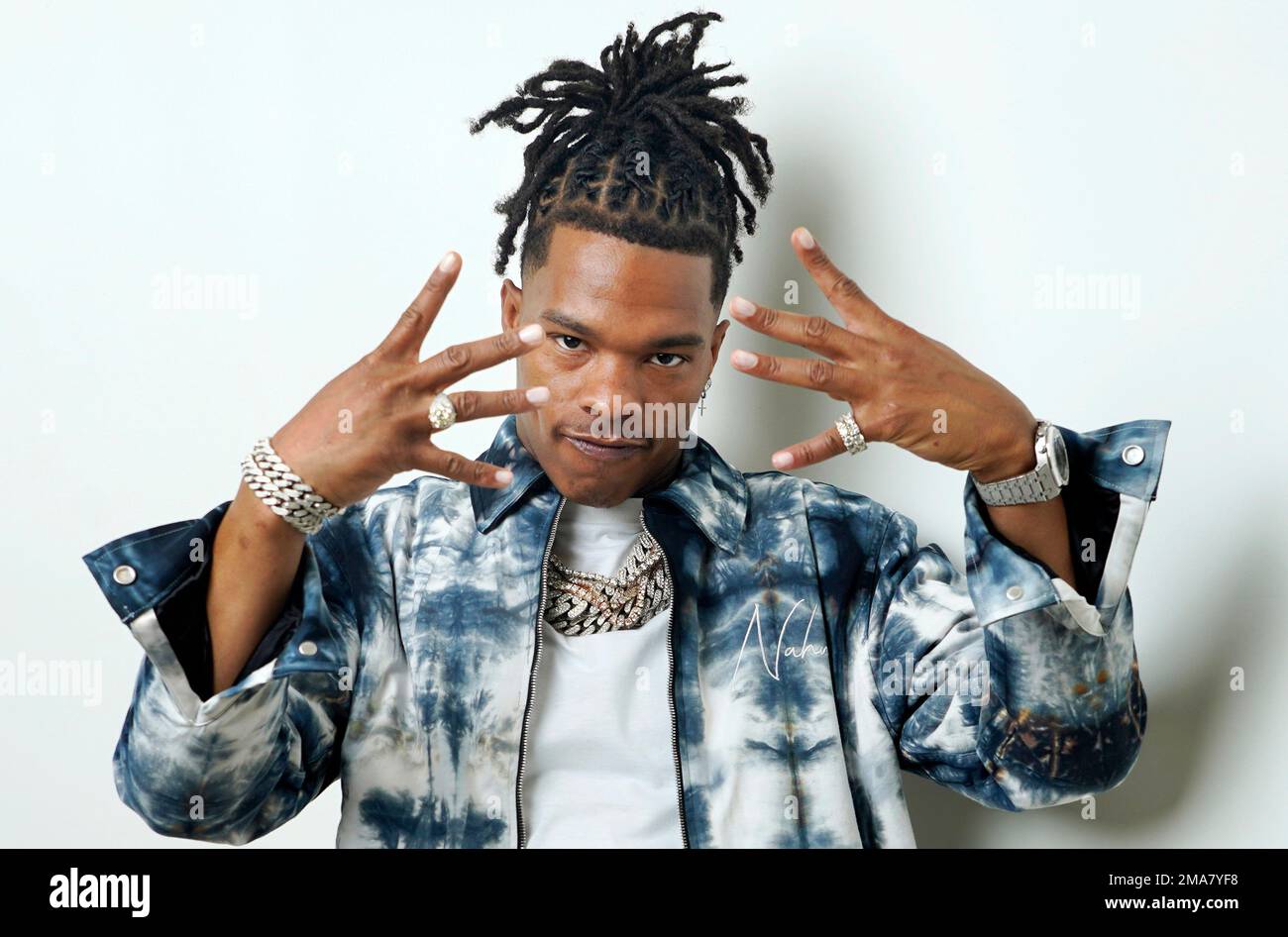 Rapper Lil Baby poses for a portrait on Wednesday, Oct. 5, 2022, in Los ...