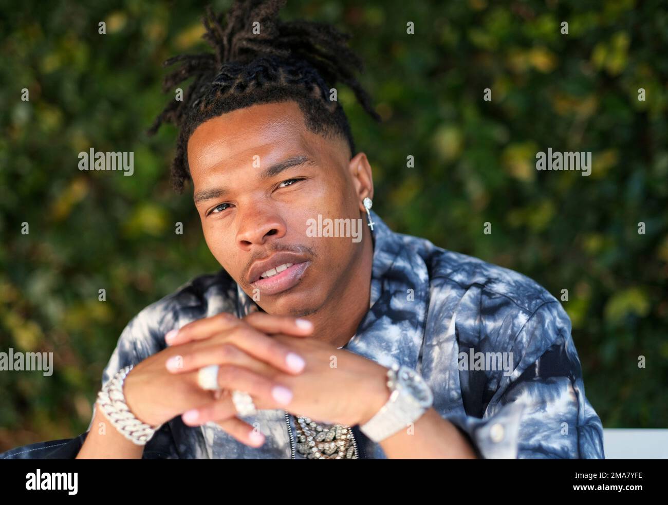 Rapper Lil Baby poses for a portrait on Wednesday, Oct. 5, 2022, in Los ...