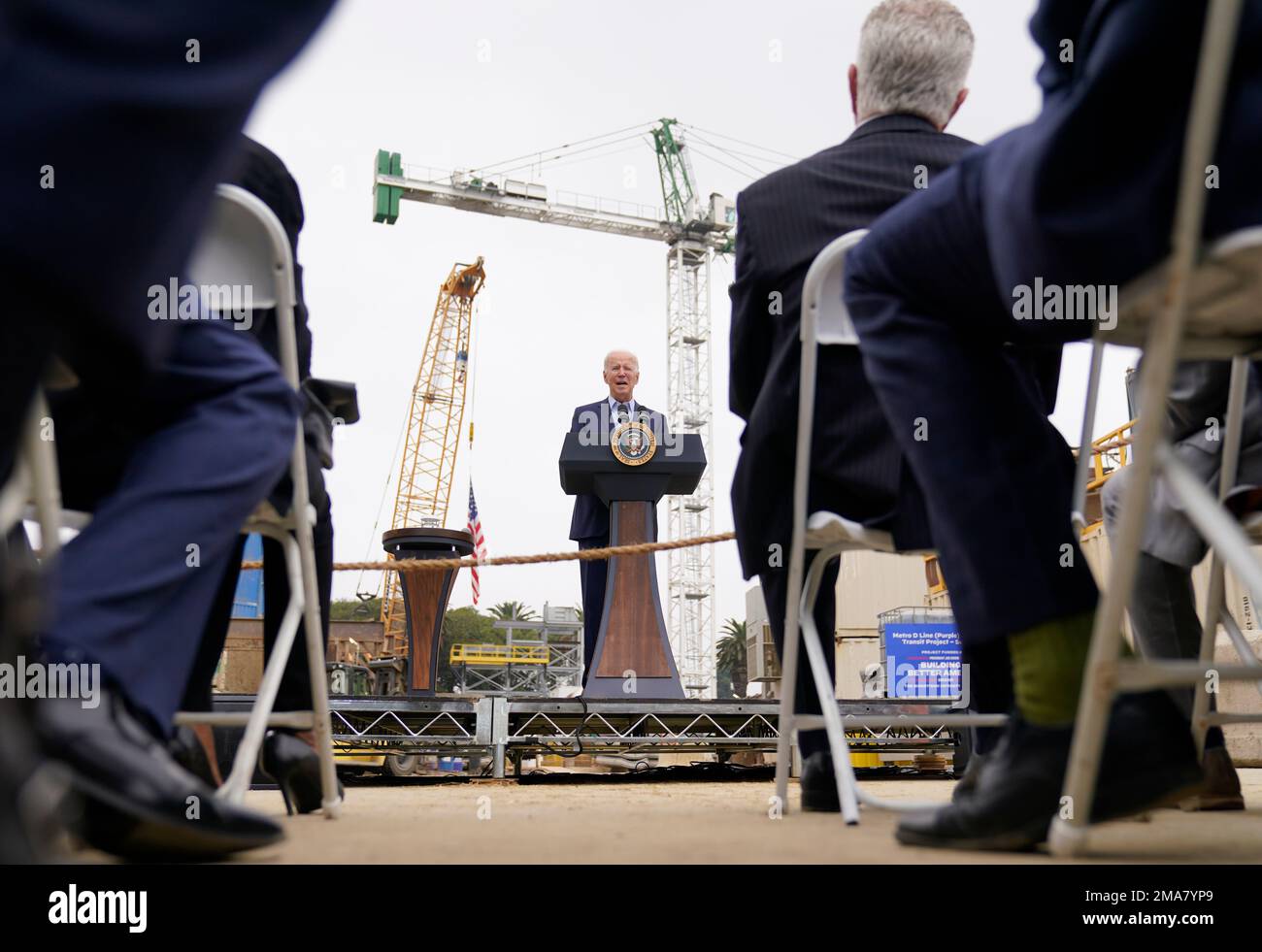 President Joe Biden speaks about infrastructure investments at the LA ...