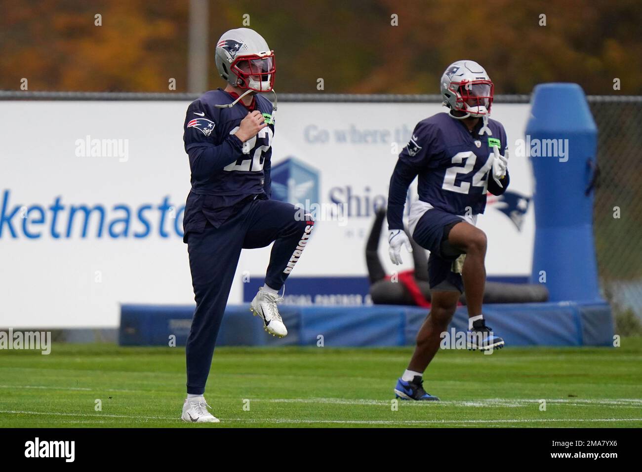 New England Patriots defensive back Cody Davis (22) and safety Joshuah ...