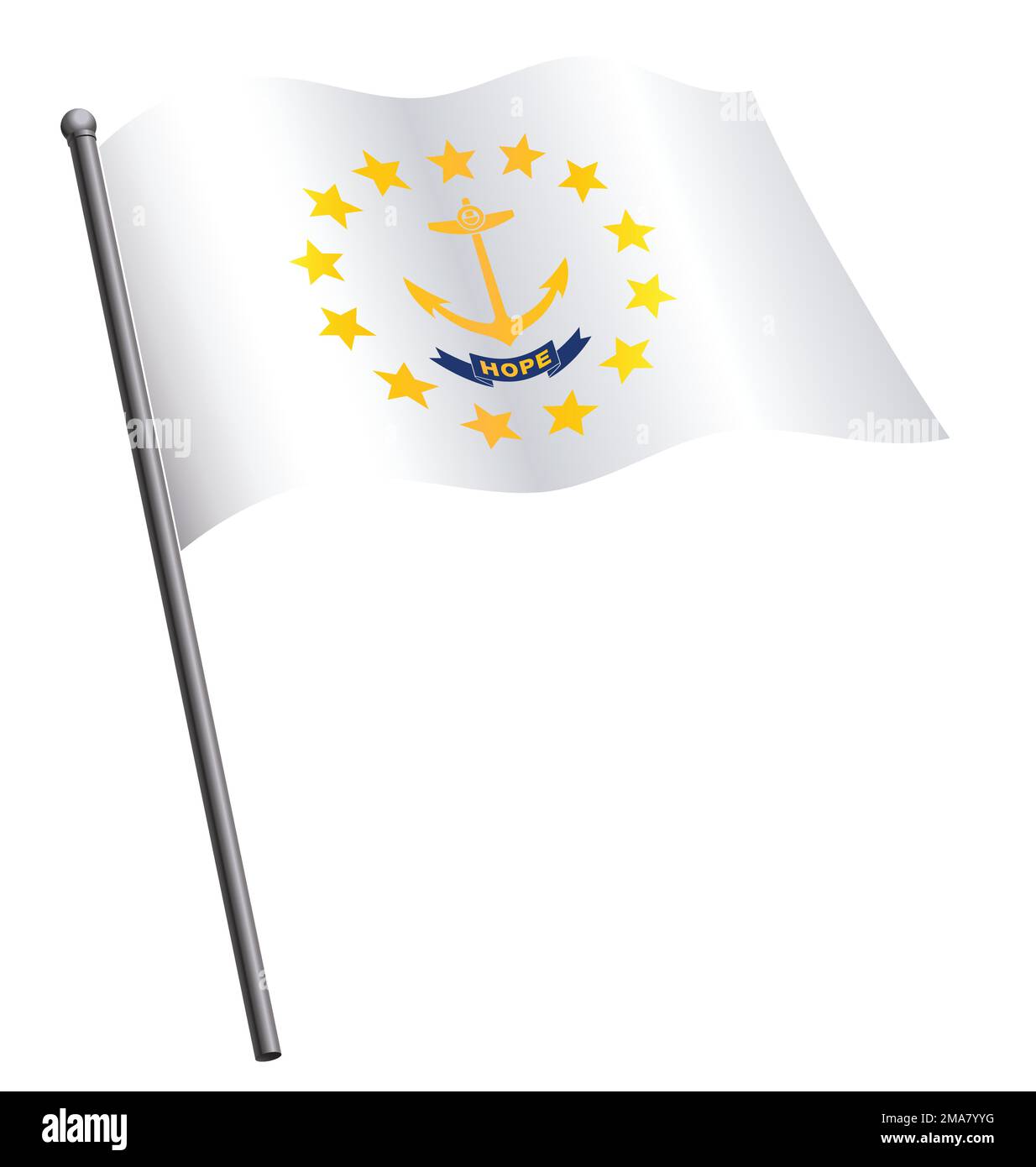 accurate correct rhode island ri state flag flying waving flowing on ...