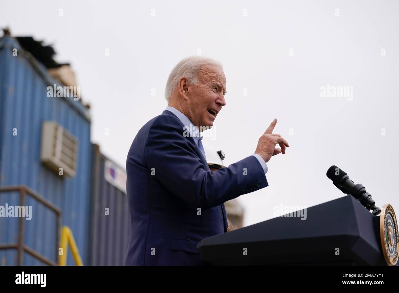 President Joe Biden speaks about infrastructure investments at the LA ...