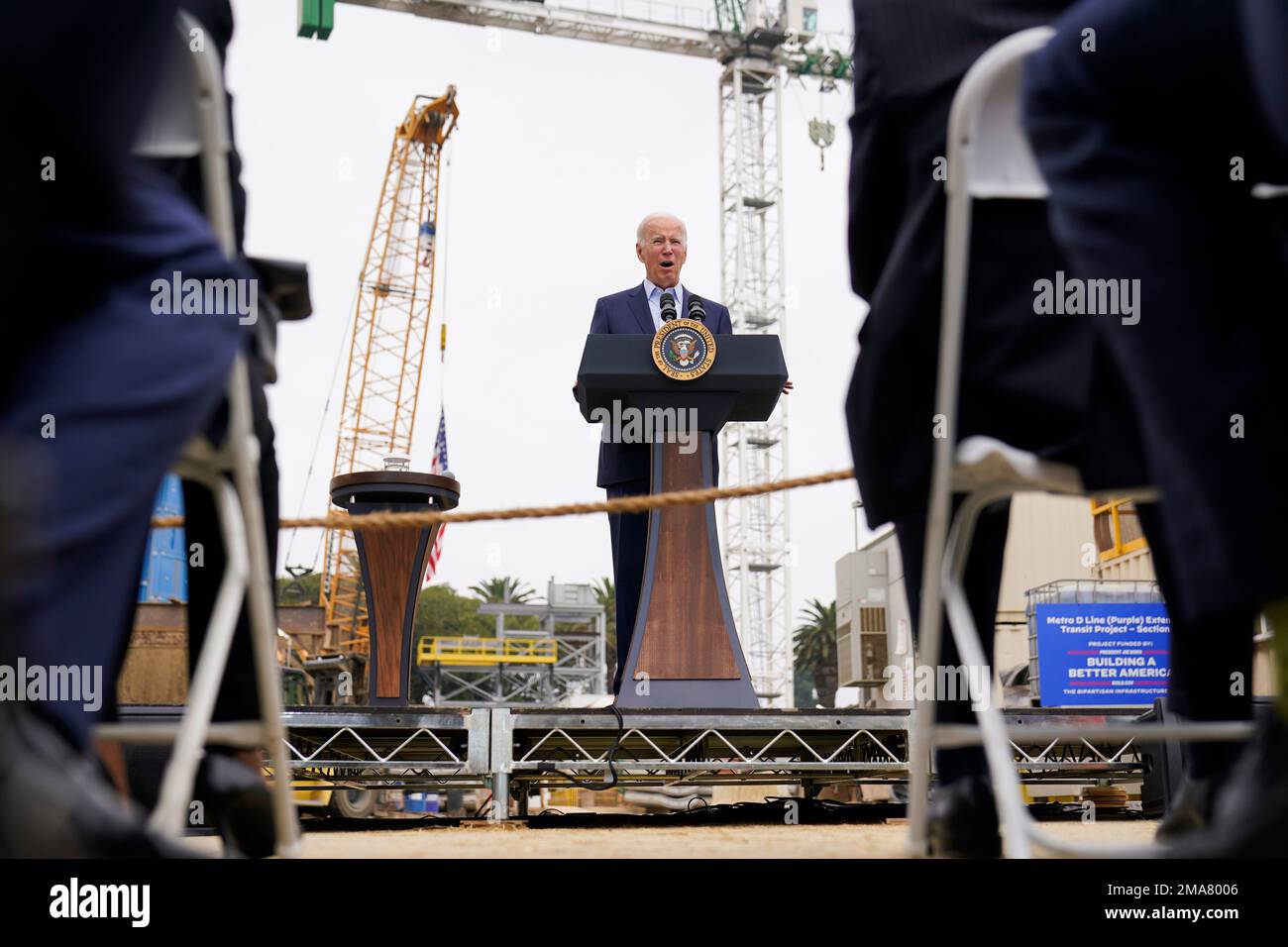 President Joe Biden speaks about infrastructure investments at the LA ...