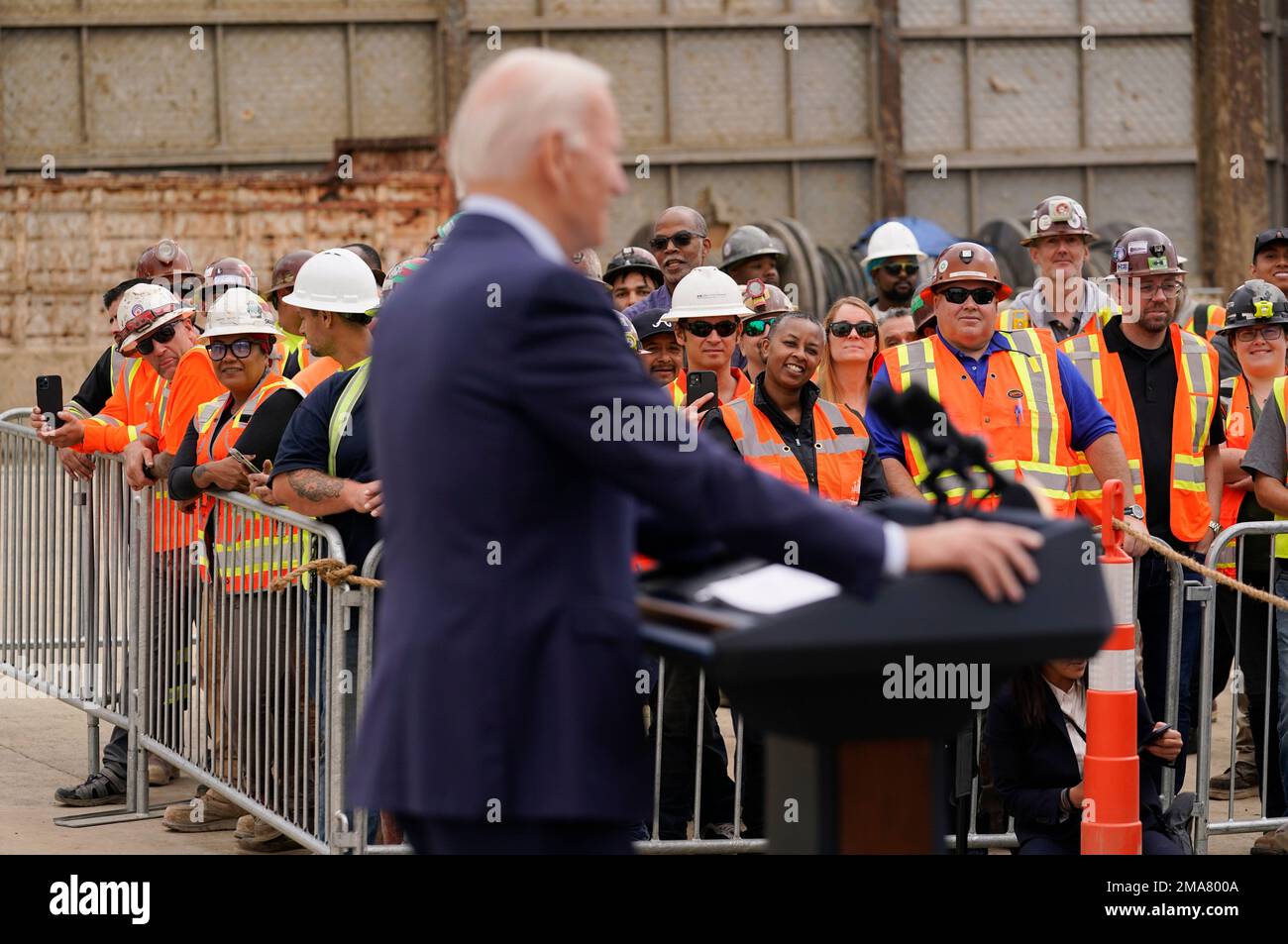 President Joe Biden speaks about infrastructure investments at the LA ...