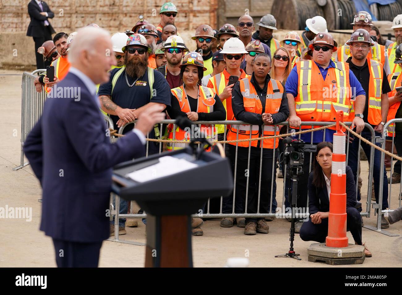 President Joe Biden speaks about infrastructure investments at the LA ...