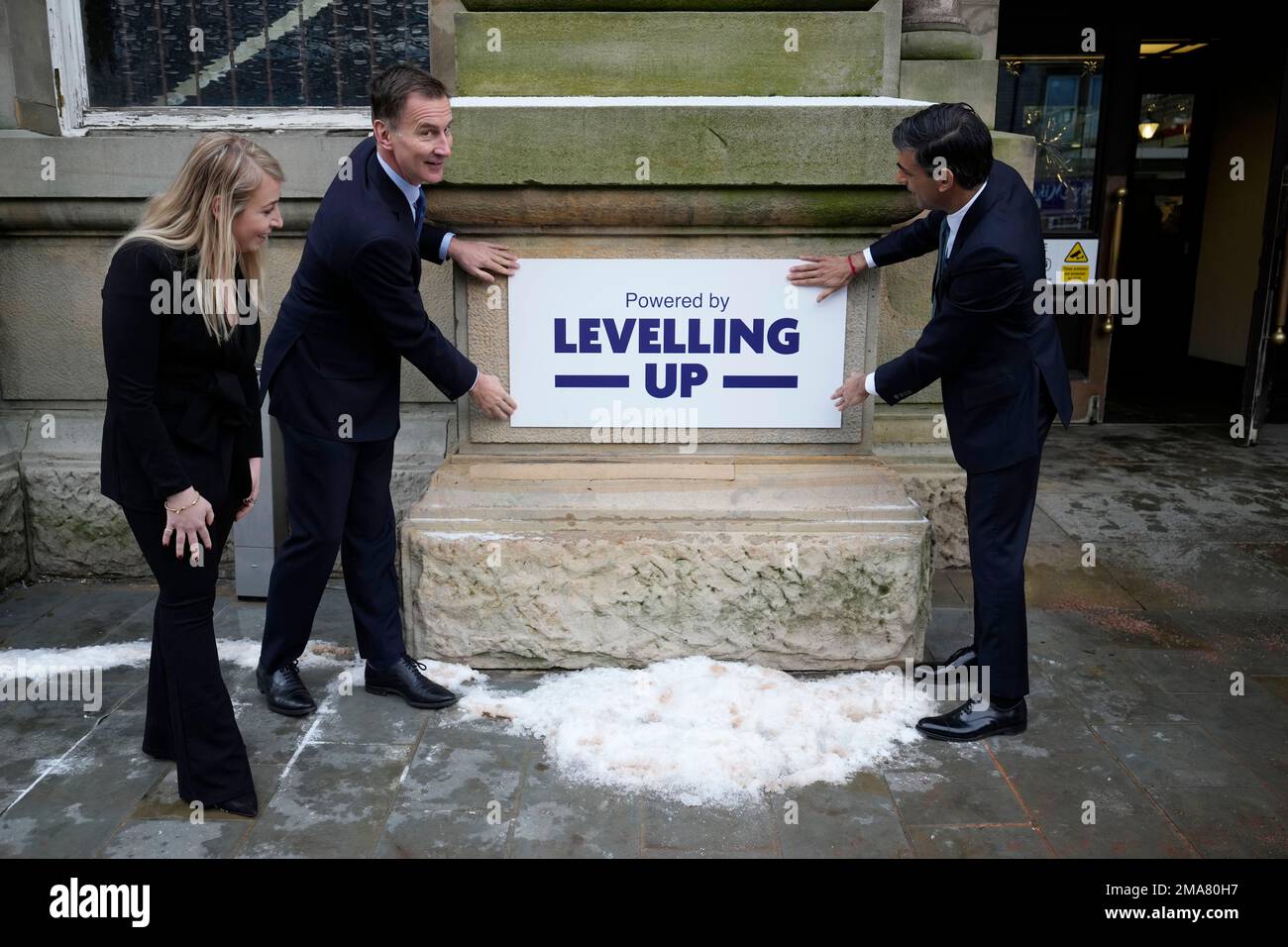 (Left-right) Sara Britcliffe MP, Chancellor Jeremy Hunt and Prime ...