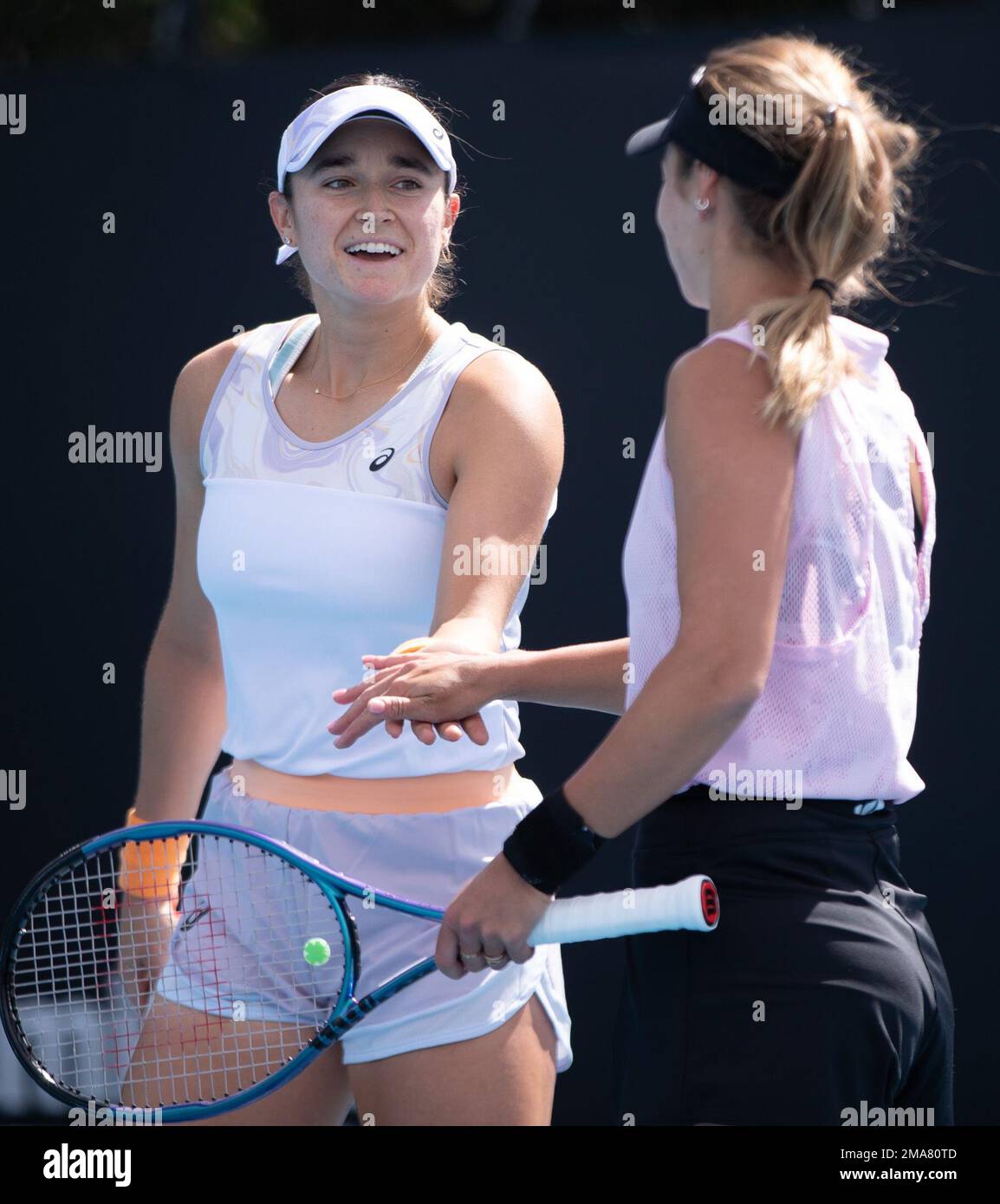 Melbourne, Australia. 19th Jan, 2023. Caroline Dolehide (L) of the ...