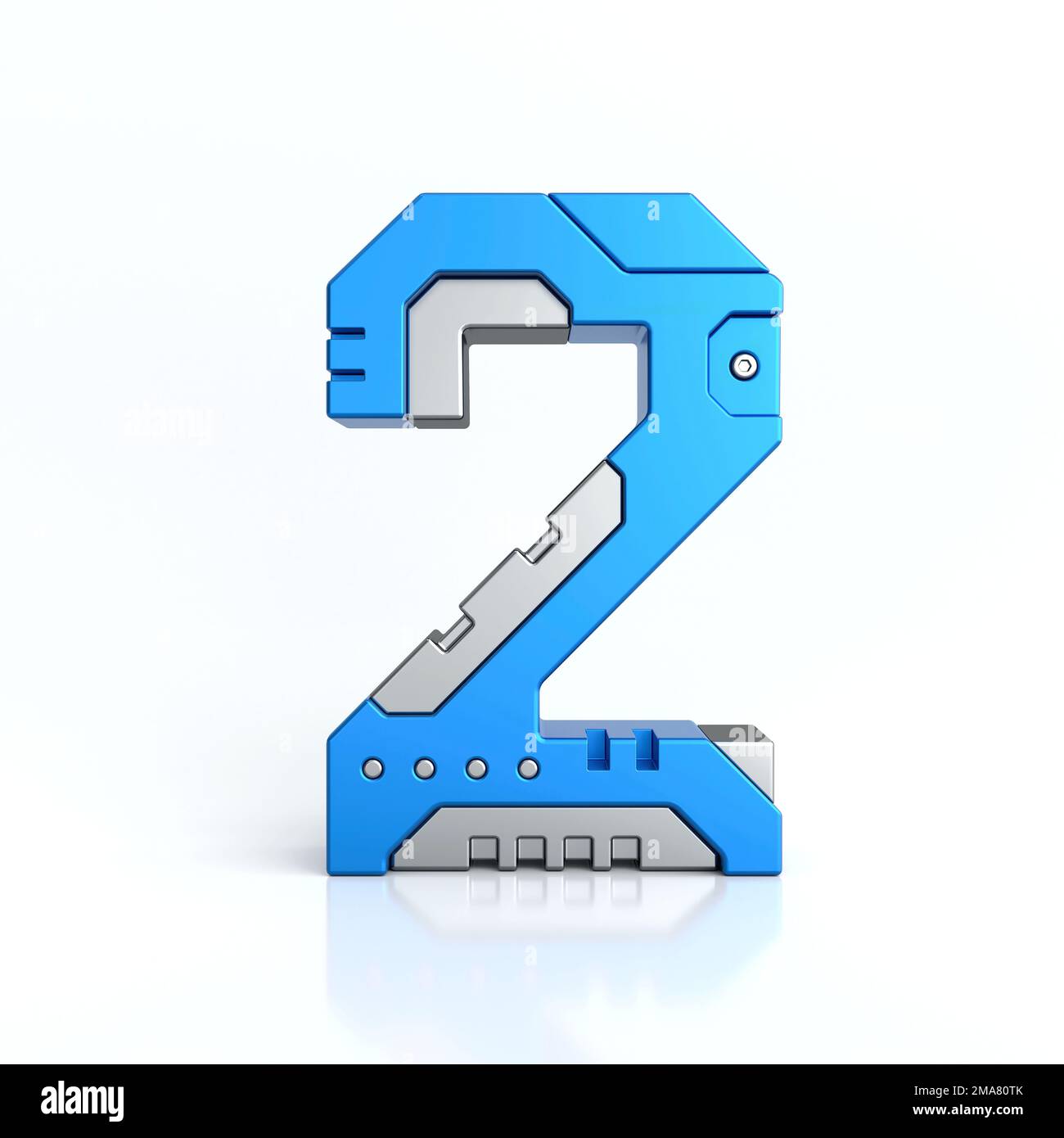 Number two 3D sci-fi logo. Cyber technology abstract texture alphabet ...