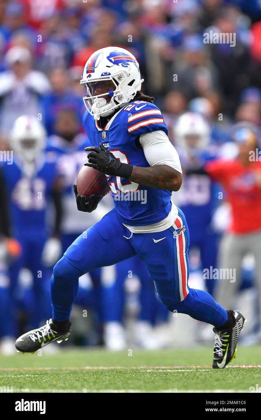 Buffalo Bills running back James Cook (28) runs with the ball during ...