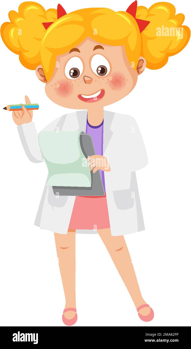 Scientist girl wearing lab coat illustration Stock Vector Image & Art ...