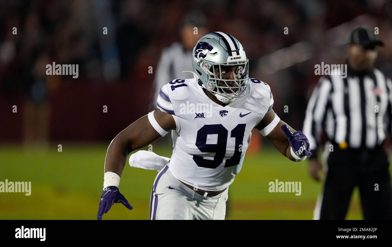 Kansas State defensive end Felix Anudike-Uzomah (91) during the first ...