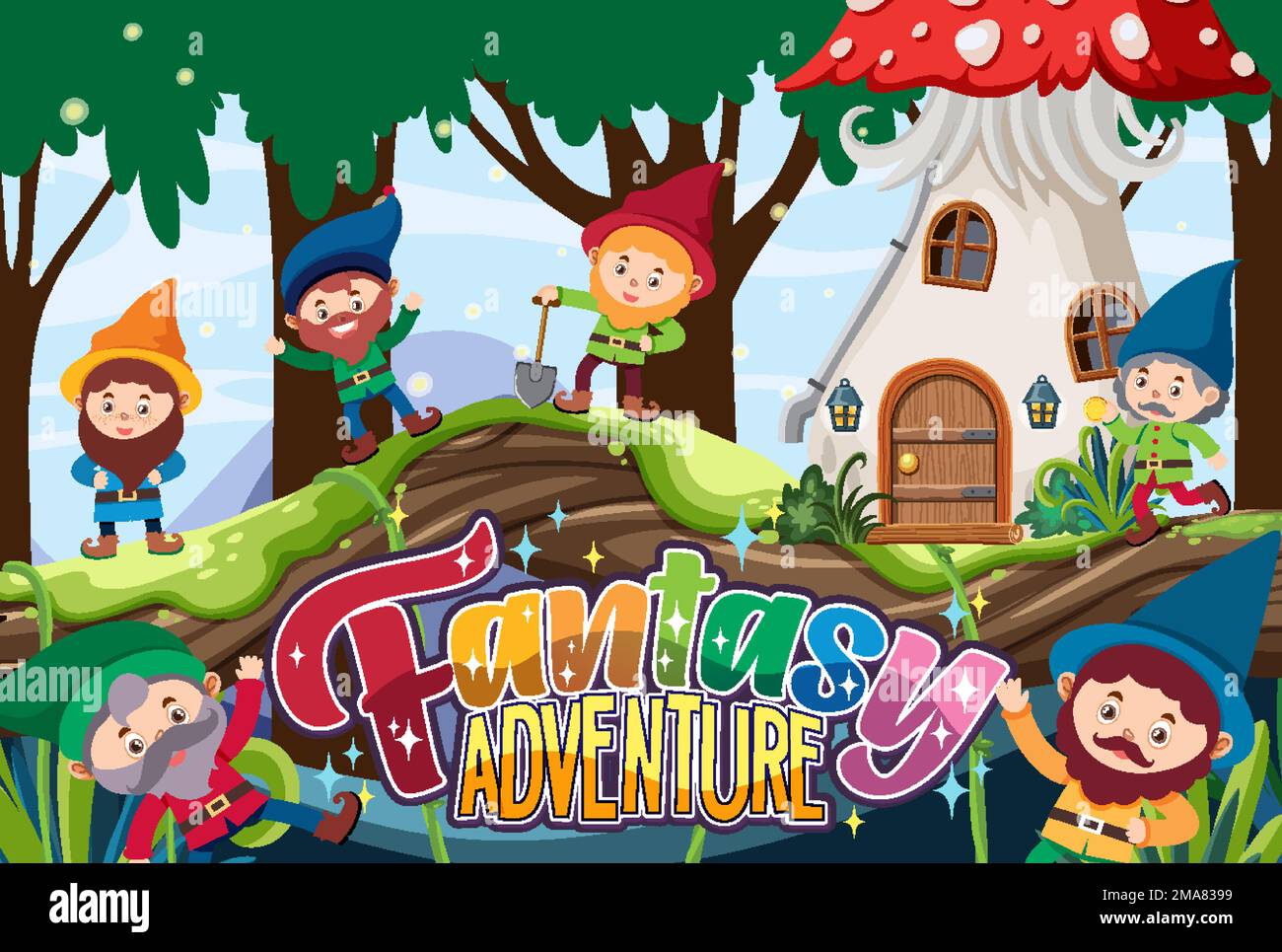 Elves in fairytale forest illustration Stock Vector Image & Art - Alamy