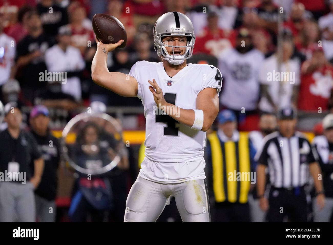 Las Vegas Raiders quarterback Derek Carr passes during an NFL football ...