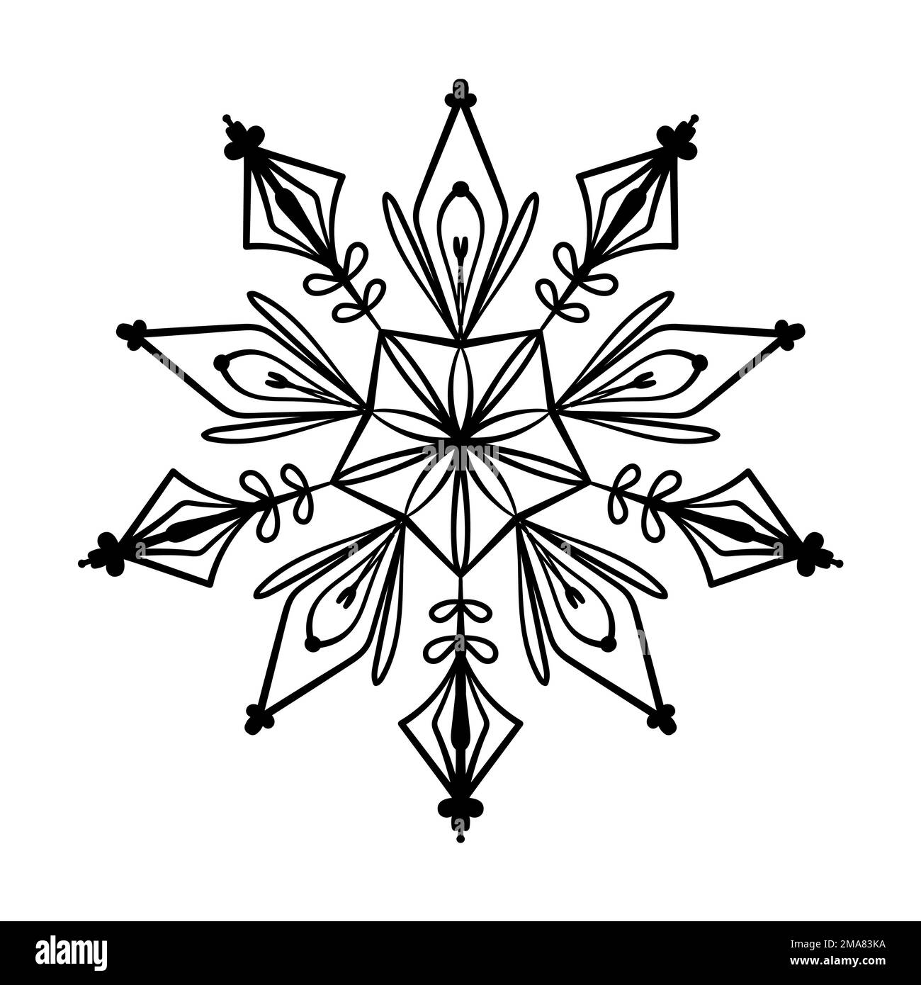 Snowflake. Vector ornate design element. Coloring book page Stock ...