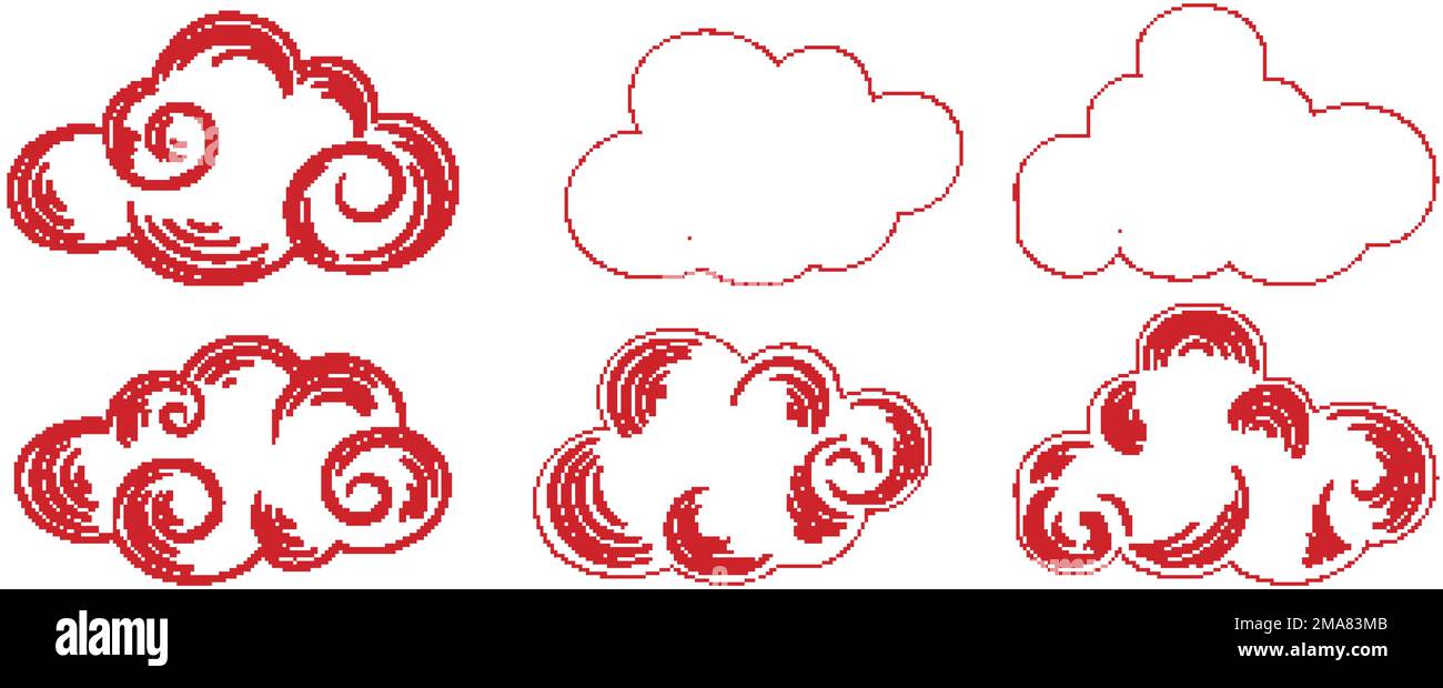 Set of red outline cloud illustration Stock Vector Image & Art - Alamy