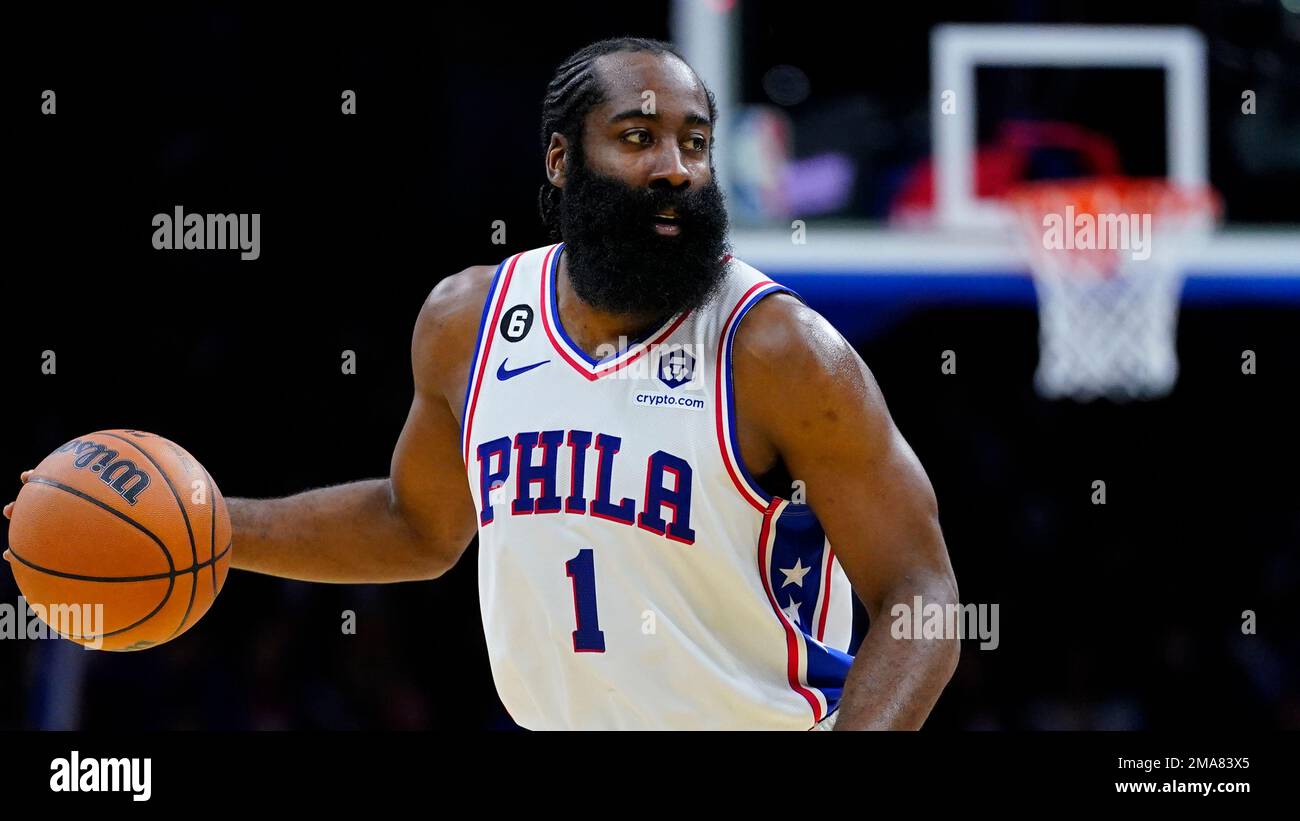 Philadelphia 76ers' James Harden plays during a preseason NBA ...
