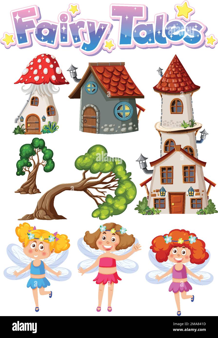 A set of fairytale cartoon characters illustration Stock Vector Image ...