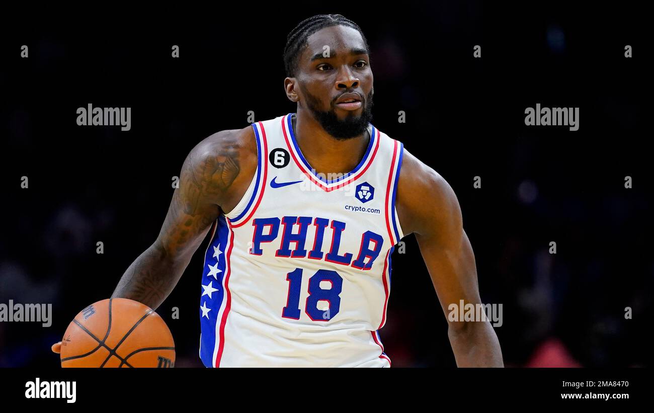 Philadelphia 76ers' Shake Milton plays during a preseason NBA ...