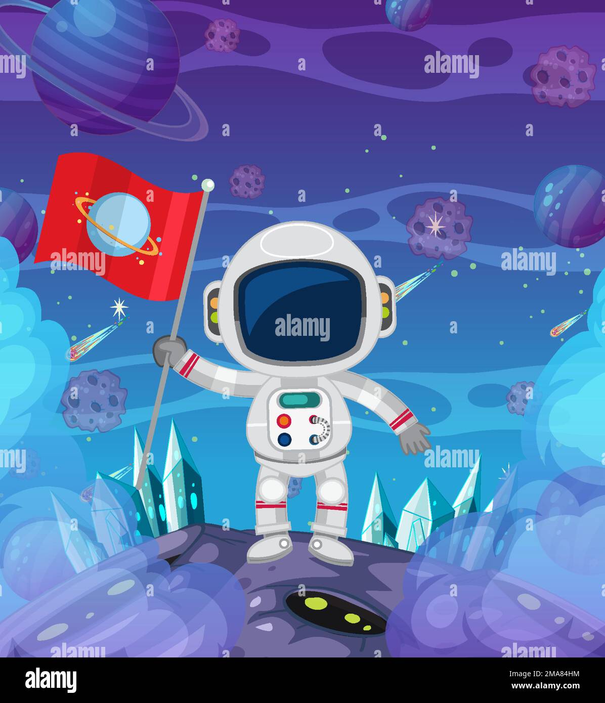 Astronaut in the galaxy background illustration Stock Vector Image ...