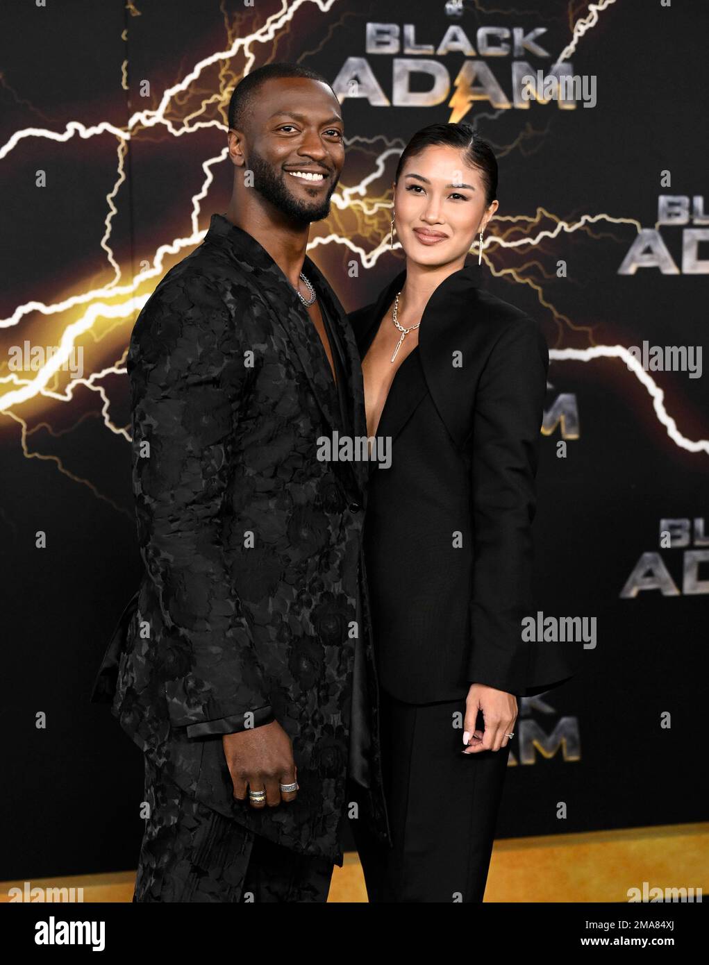 Aldis Hodge, left, and guest attend the world premiere of "Black Adam ...