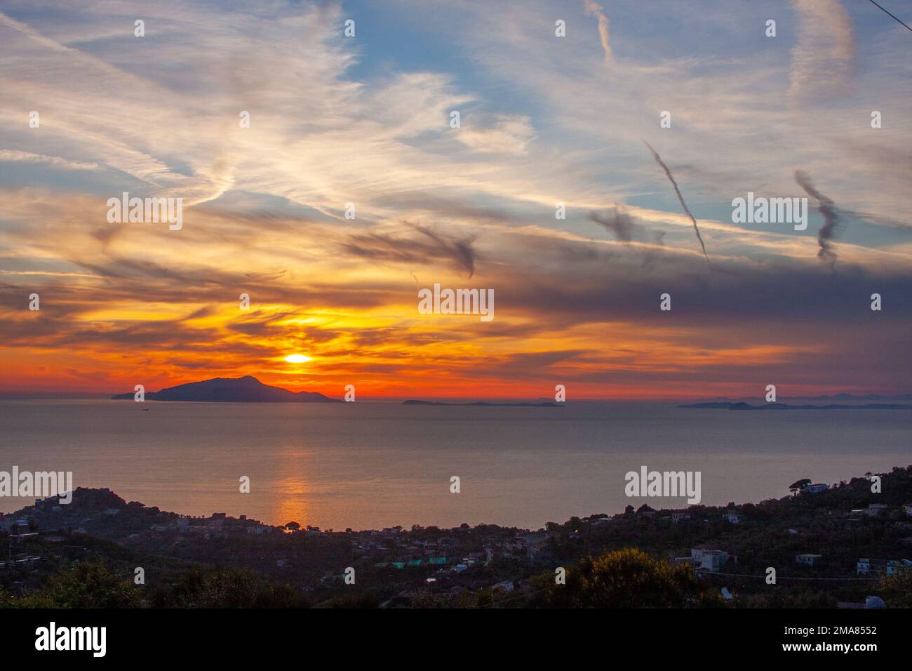 Sunset over the sea Capri - Italy Stock Photo - Alamy
