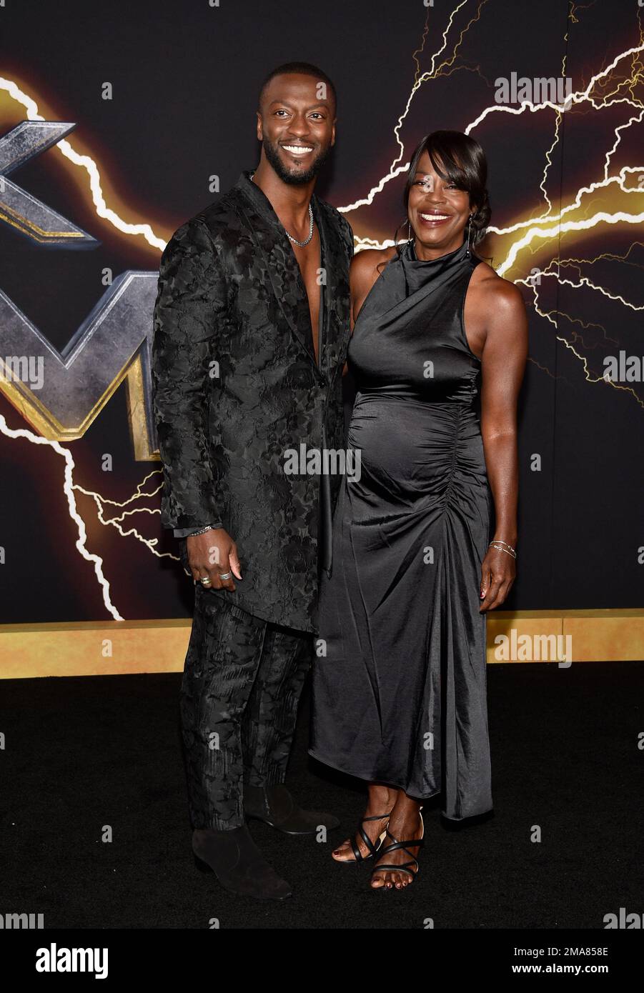 Aldis Hodge, left, and mother Yolette Hodge attend the world premiere ...