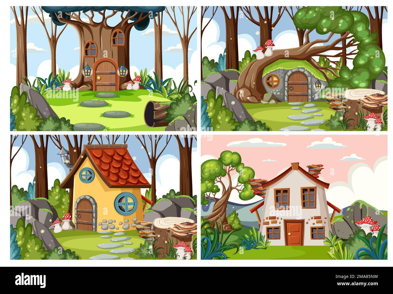 Set of fantasy scene background illustration Stock Vector Image & Art ...